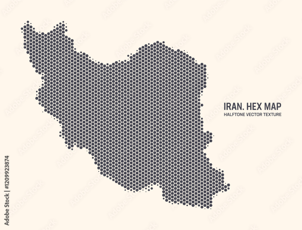 Iran Map Vector Hexagonal Halftone Pattern Isolate On Light Background ...