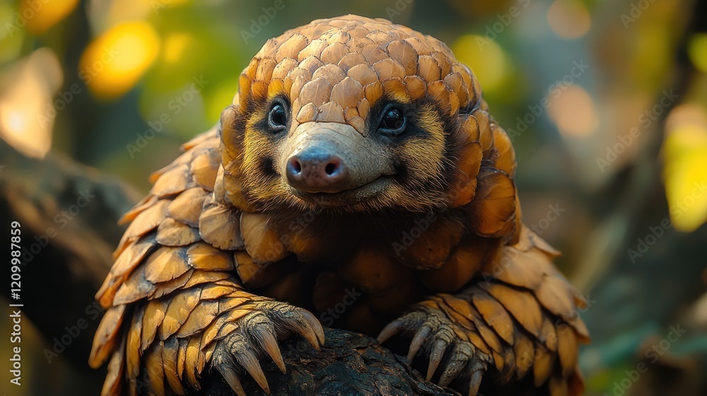 Close up detailed portrait of a Pangolin with its scales and sharp ...