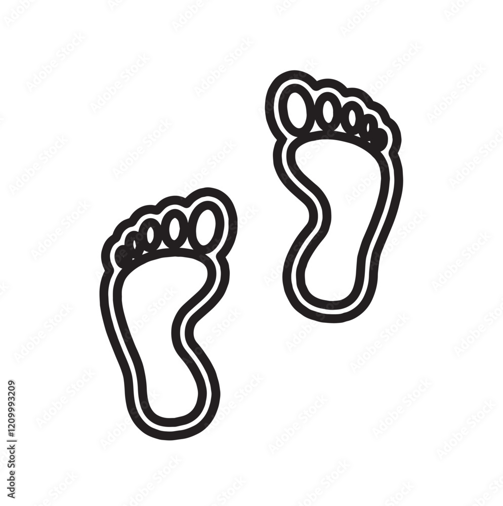 Human footprints line. Barefoot prints set. Vector clipart. Stock ...
