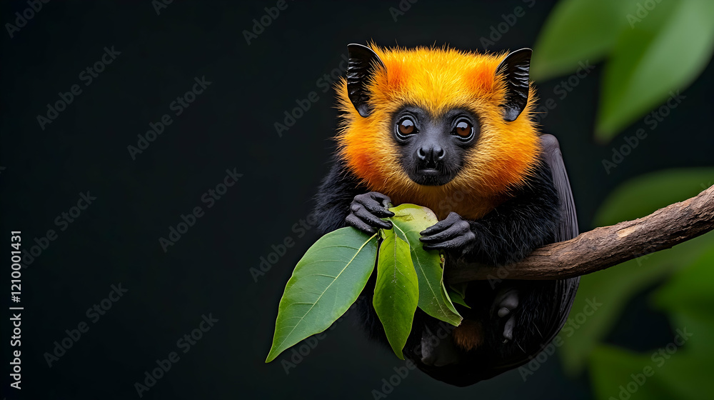 The giant golden-crowned flying fox, also known as the golden-capped ...