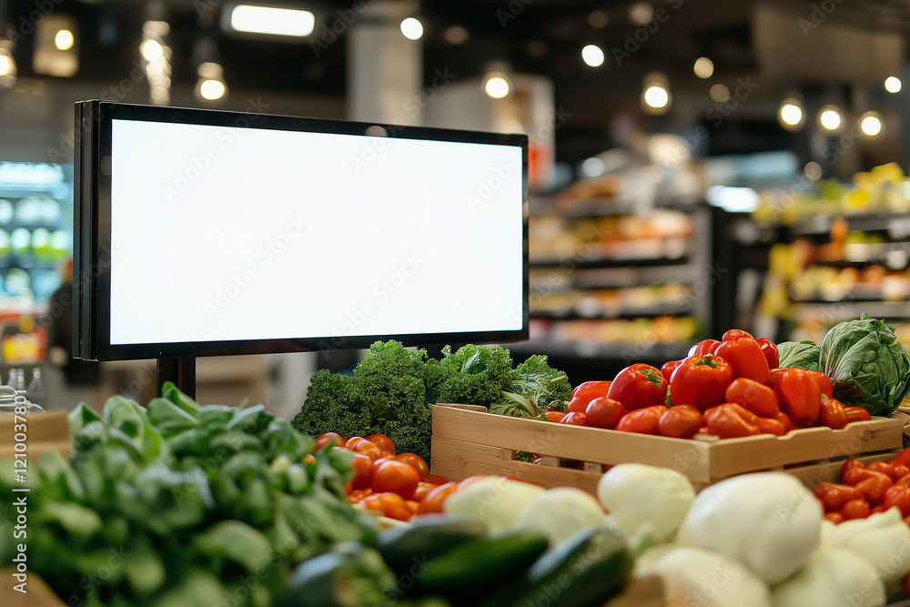 Vertical Blank Digital Billboard in an Elegant Supermarket Stock Photo ...