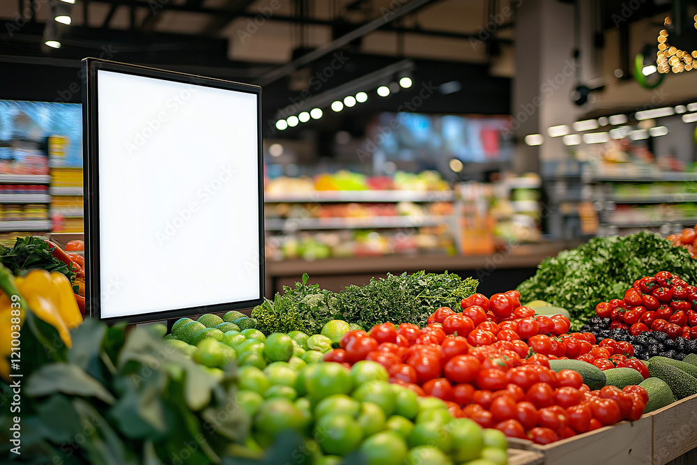 Vertical Blank Digital Billboard in an Elegant Supermarket Stock Photo ...