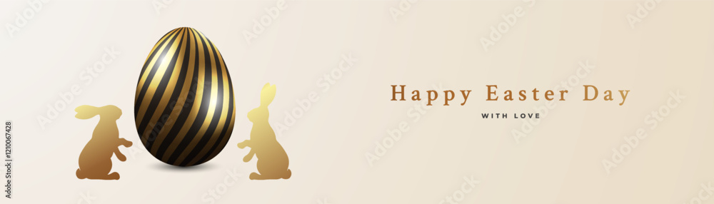 Happy Easter creative design with realistic 3d Easter eggs in black and ...