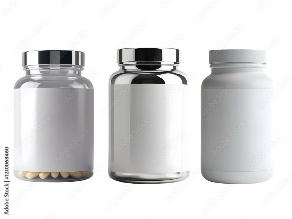 3 Pill bottles on transparent background. Stock Photo | Adobe Stock