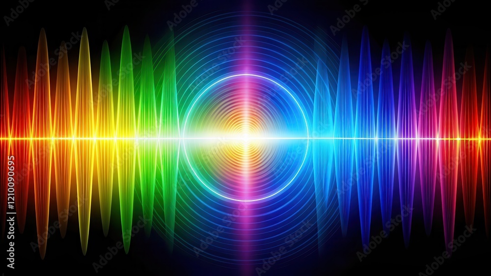 Electromagnetic spectrum diagram with visible light and radio waves, x ...