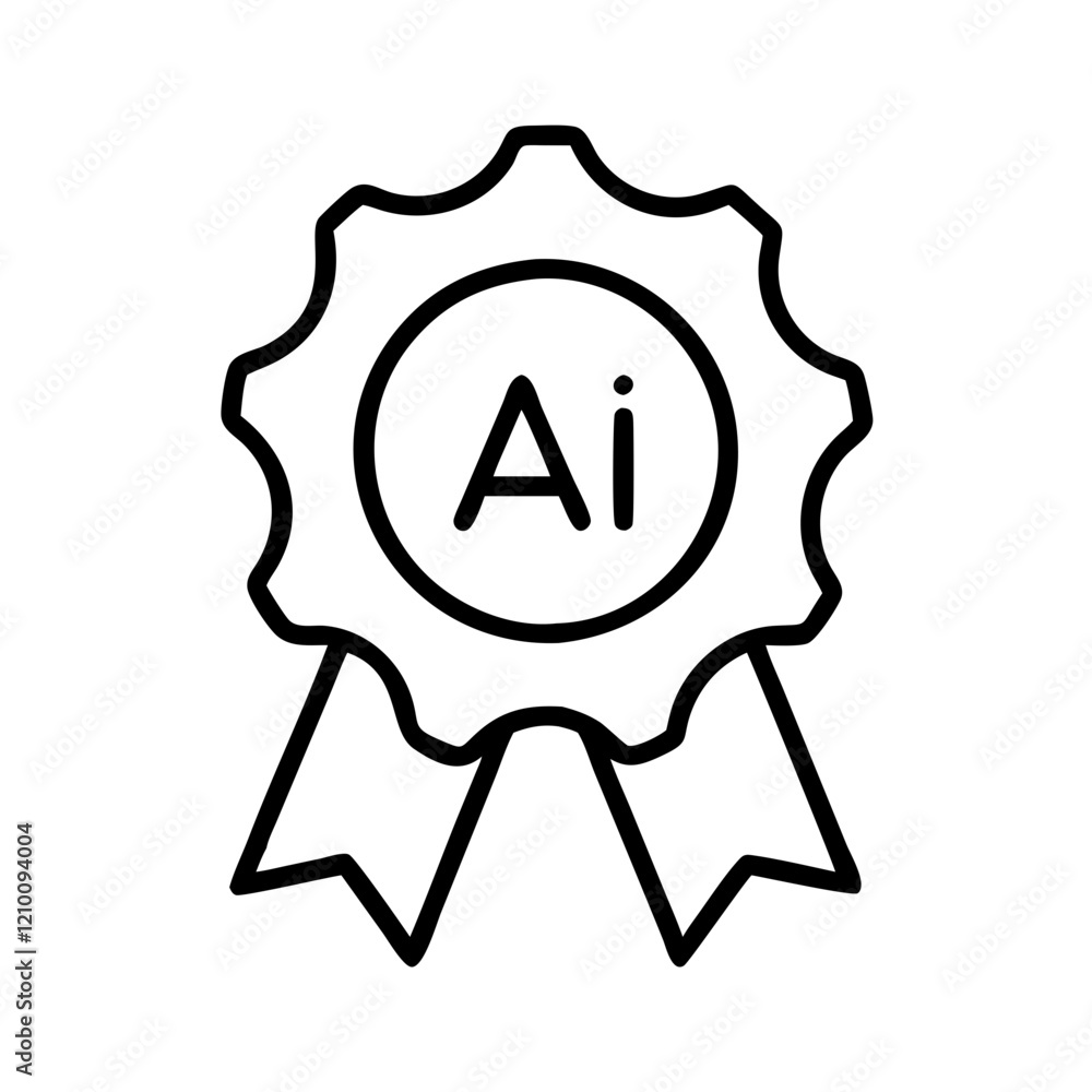 Vector de Stock ai innovation badge icon, ai innovation badge line art ...