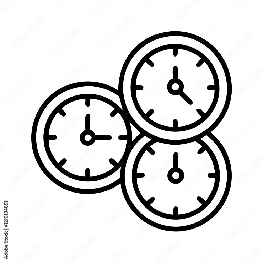 clock with time zones icon, clock with time zones line art - simple ...