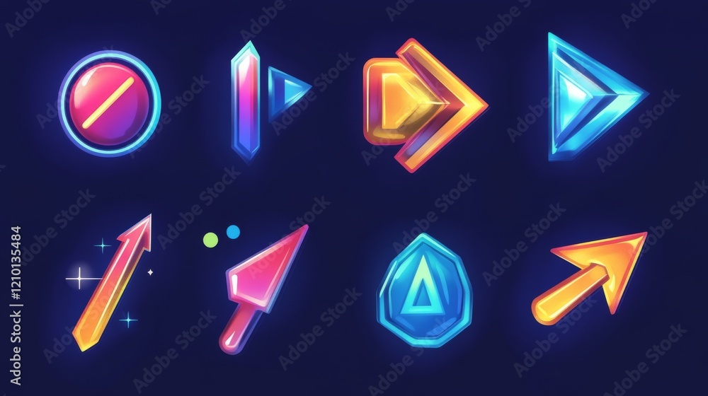 Ilustración de Stock Colorful arrows, mouse cursors for computer game and ui design. Vector ...