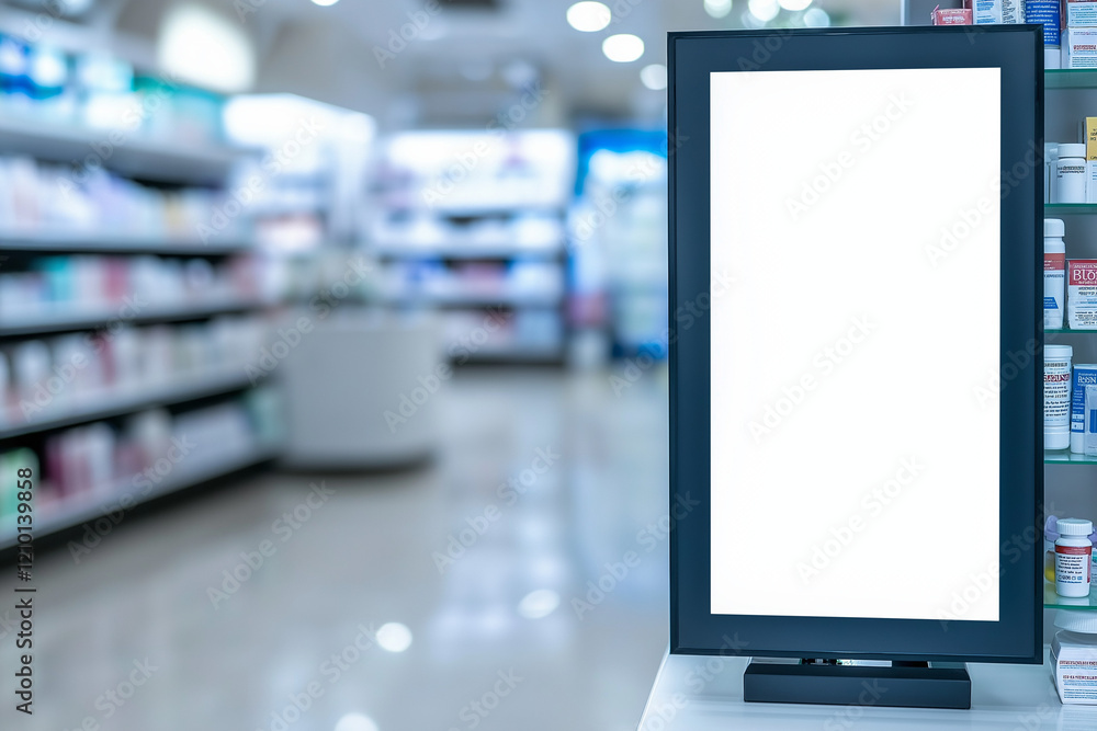 Vertical Blank Digital Billboard in an Elegant Pharmacy Stock Photo ...