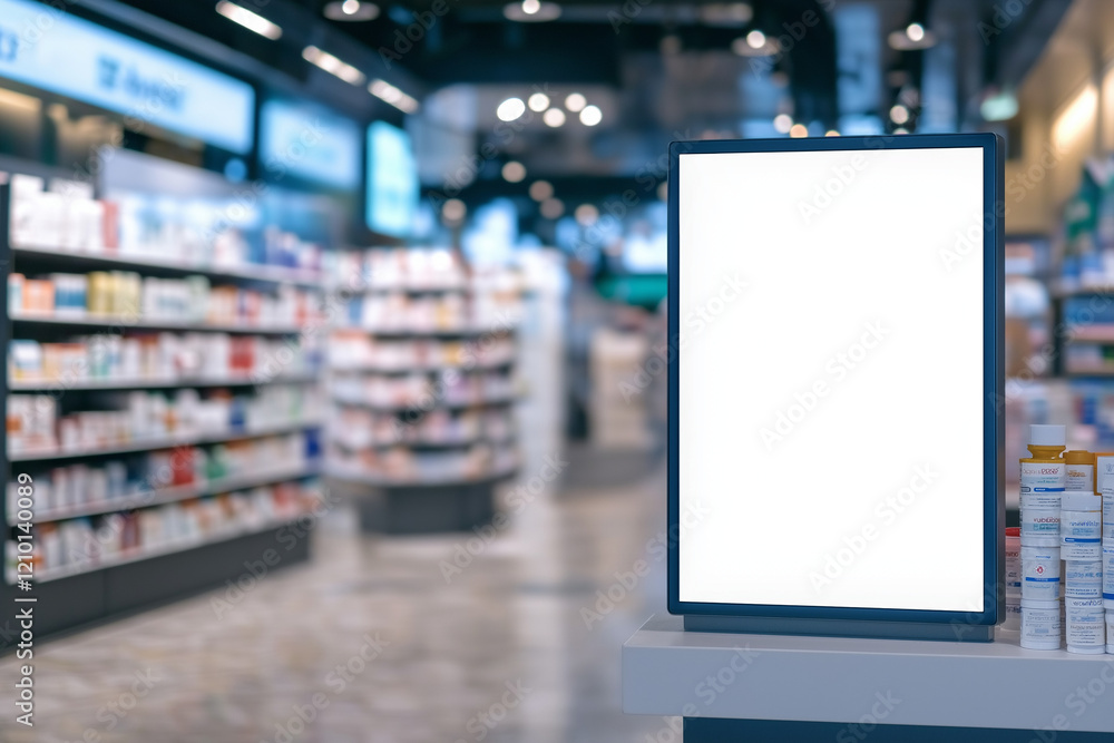 Vertical Blank Digital Billboard in an Elegant Pharmacy Stock Photo ...