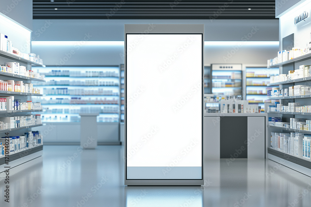 Vertical Blank Digital Billboard in an Elegant Pharmacy Stock Photo ...
