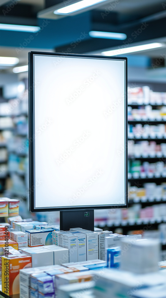 Vertical Blank Digital Billboard in an Elegant Pharmacy Stock Photo ...