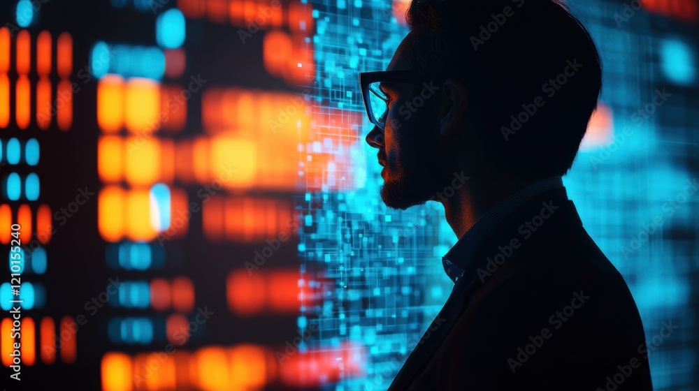Cybersecurity Threat Intelligence Risk Management concept. Silhouetted ...