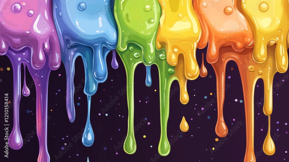 Textures of colored drips of liquid slime for game background. Vector ...