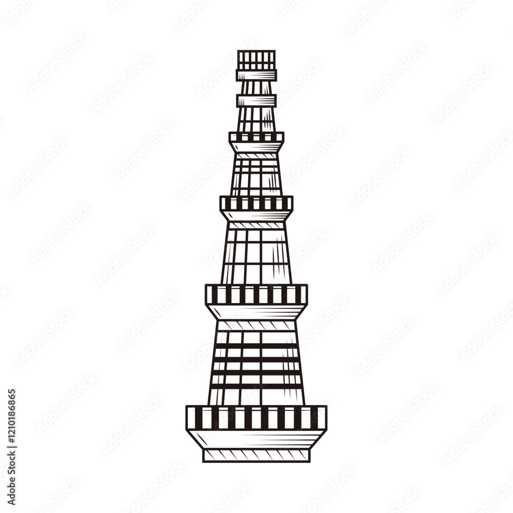 qutub minar line design Stock Vector | Adobe Stock