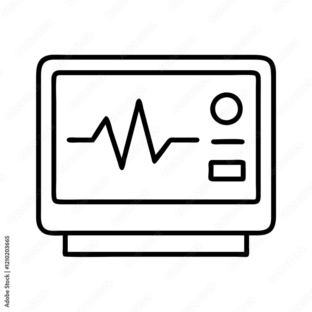ecg monitor icon, ecg monitor line art - simple line art of ecg monitor ...