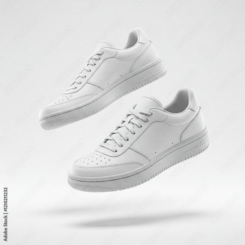 White color shoes render in mid air on transparent background. Stock ...