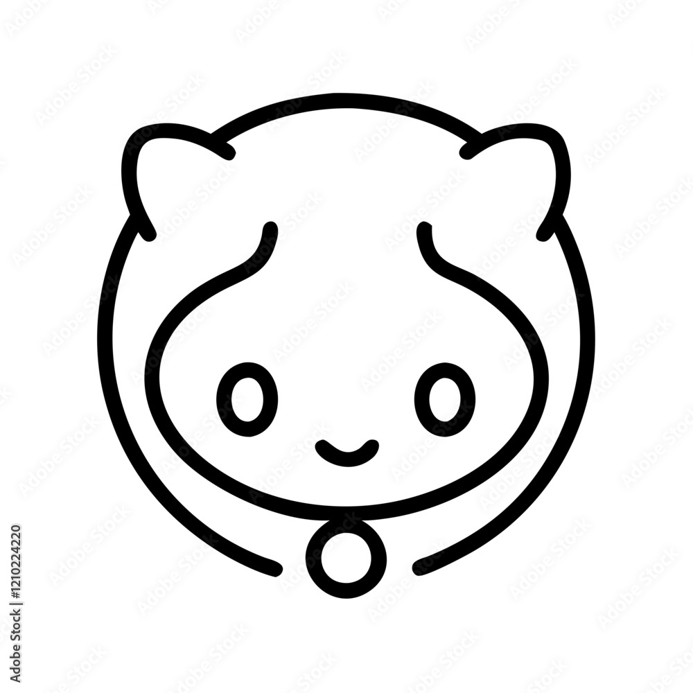 github logo icon, github logo line art - simple line art of github logo, perfect for github logo ...