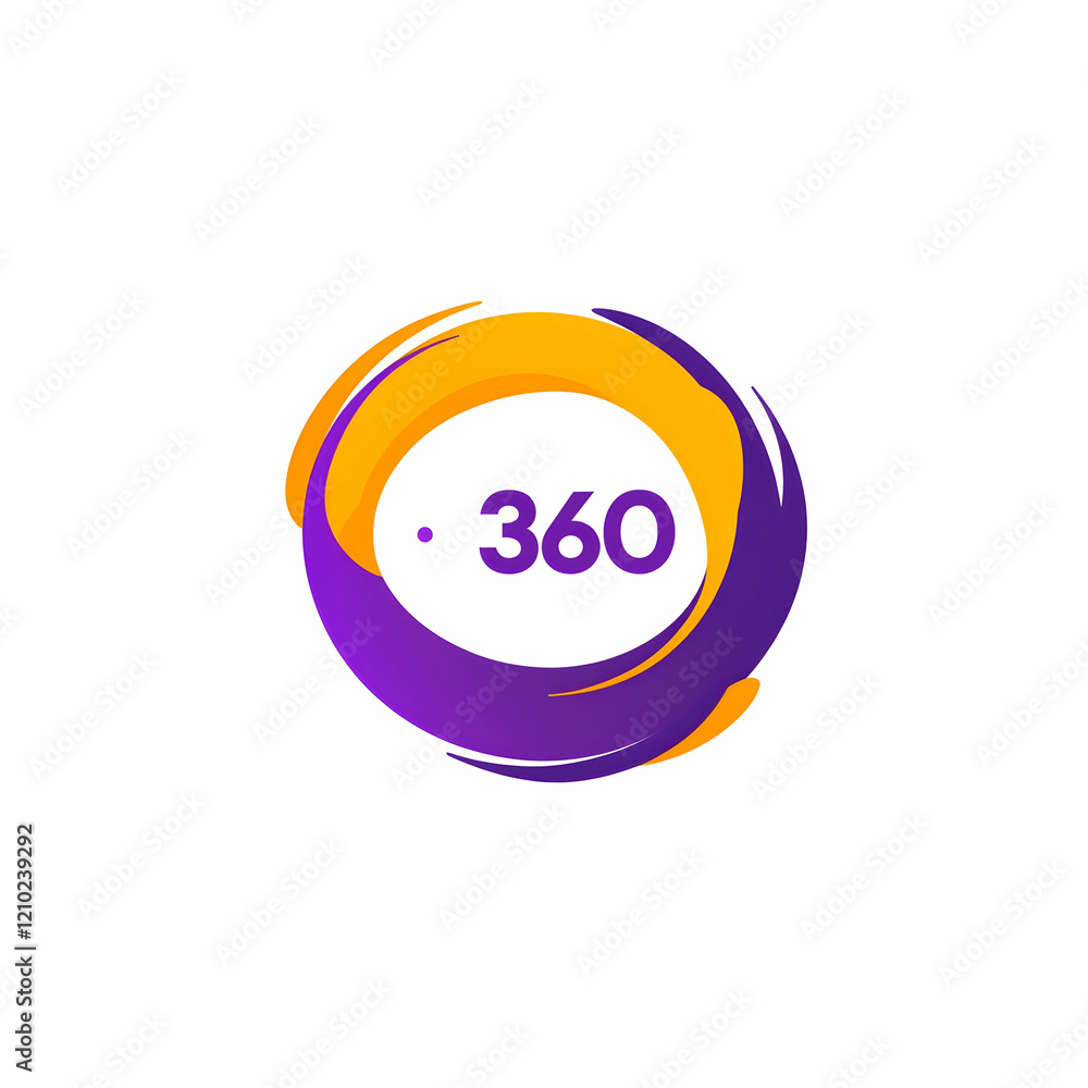 Logo design with the words "360" and an icon of circular lines, purple ...