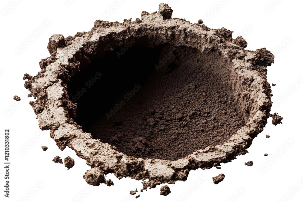 Isolated hole in the ground on a transparent background, high ...