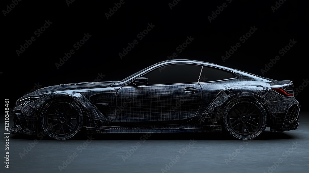 whole car body, The car body gradually changes from the 3D model mesh ...