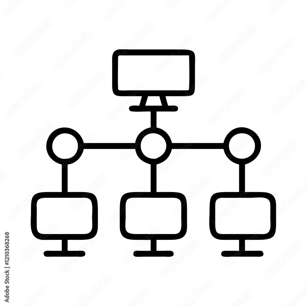 network topology icon, network topology line art - simple line art of ...