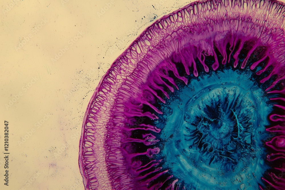 Microscopic view of a cross-sectioned plant stem used in classroom ...