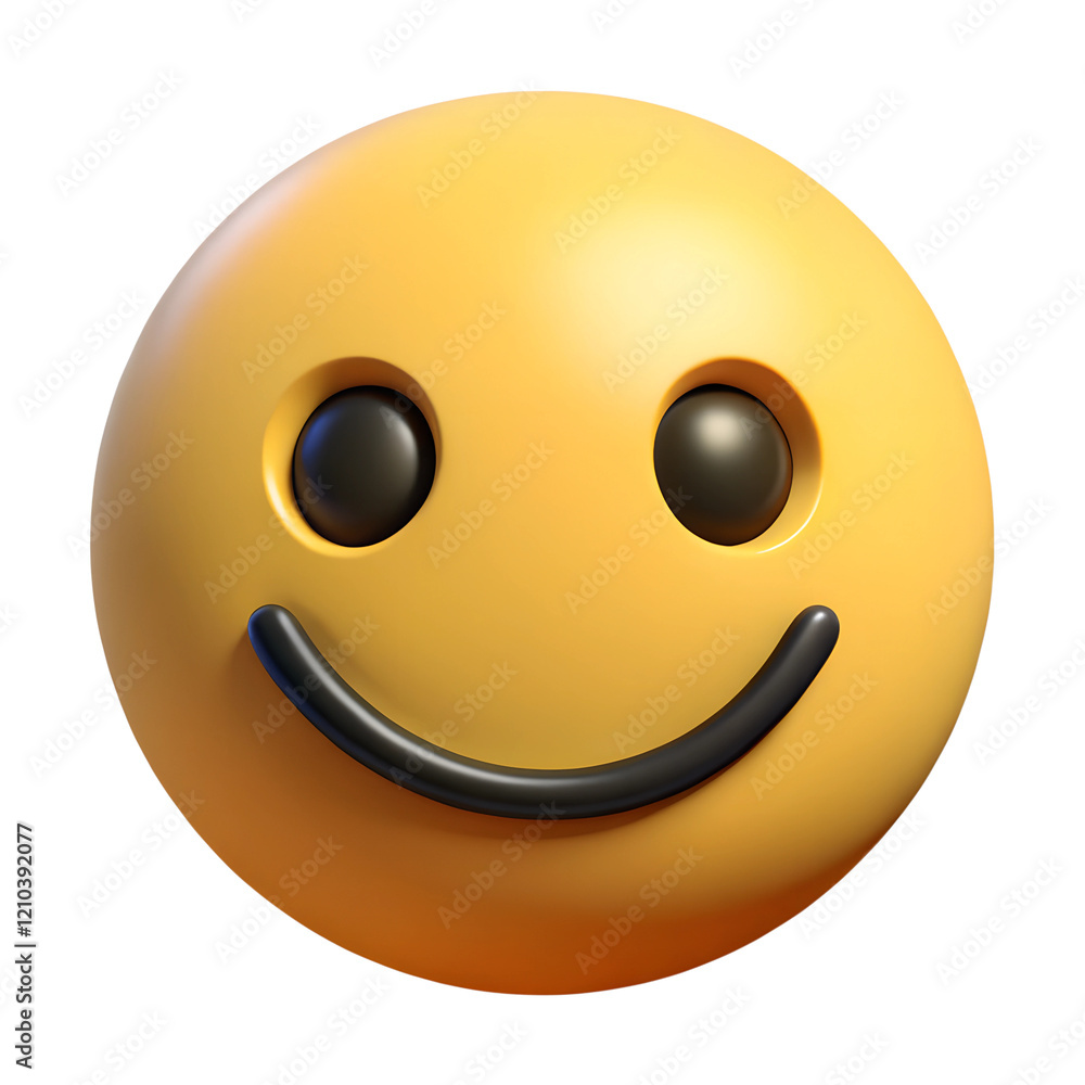 Smiling Emoji 3D Render: A cheerful, 3D-rendered yellow smiley emoji ...