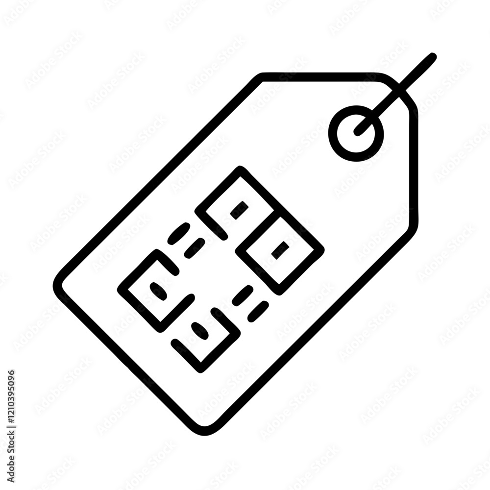 qr code label icon, qr code label line art - simple line art of qr code ...