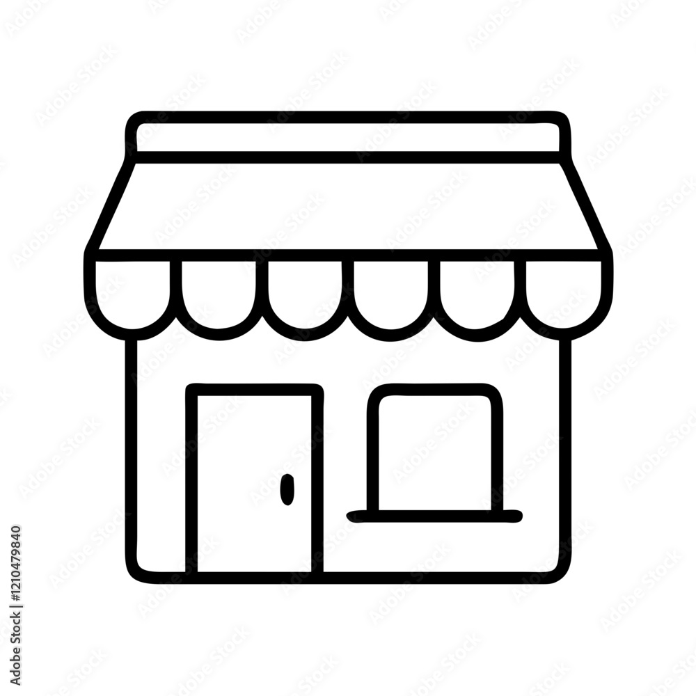 storefront icon, storefront line art - simple line art of storefront ...