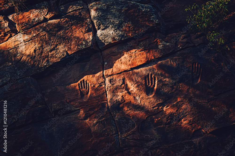 Ilustracja bez tantiem: Aboriginal rock art featuring ancient ...