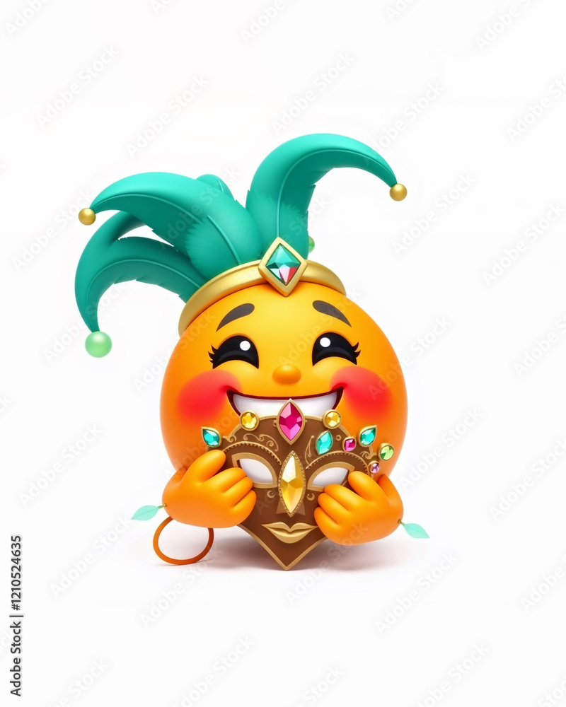 Carnaval Emoji 3D Template Isolated Background Stock Illustration ...