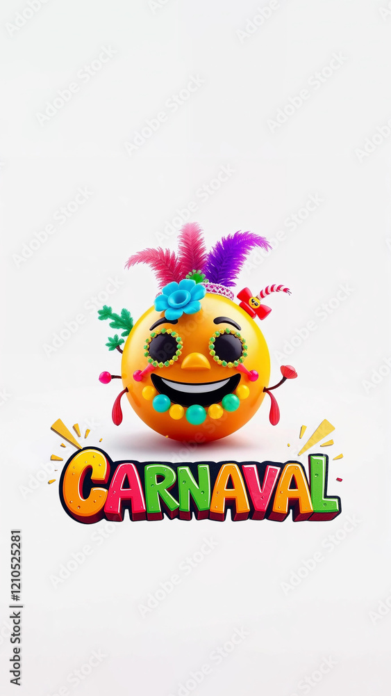 Carnaval Emoji 3D Template Isolated Background Stock Illustration ...