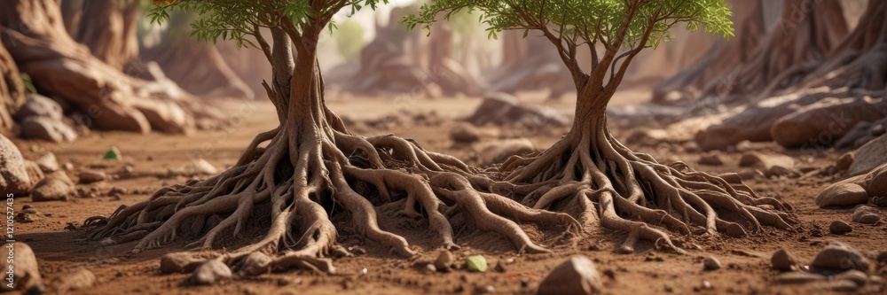 Amla tree roots in the soil with surrounding plants , phyllanthus ...