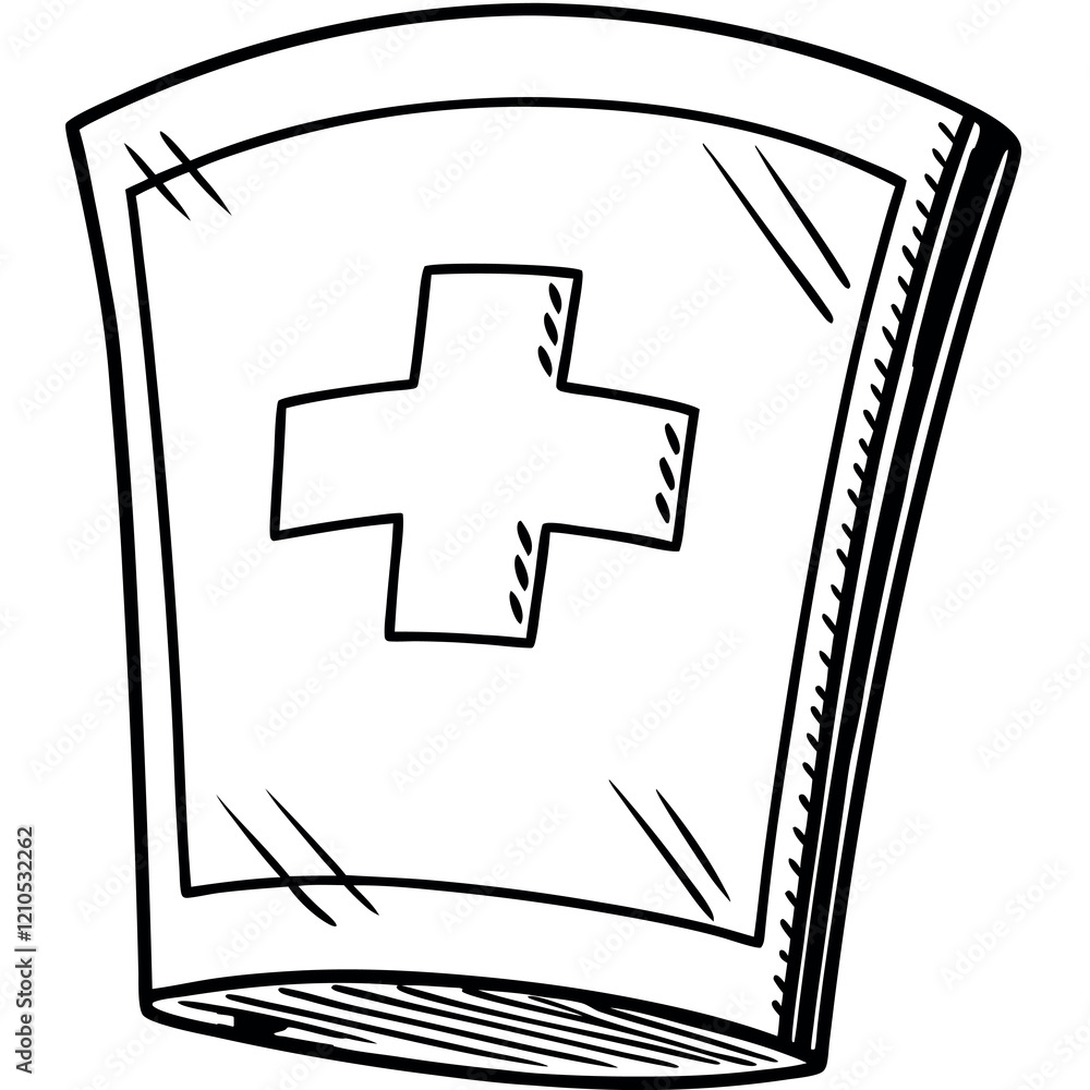 First aid kit, medical supplies, emergency box, white cross symbol ...