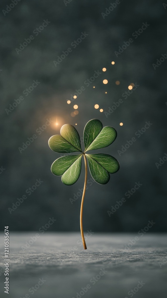 Ethereal St. Patricks Day Magic Glowing Shamrock with Sparkling Golden ...