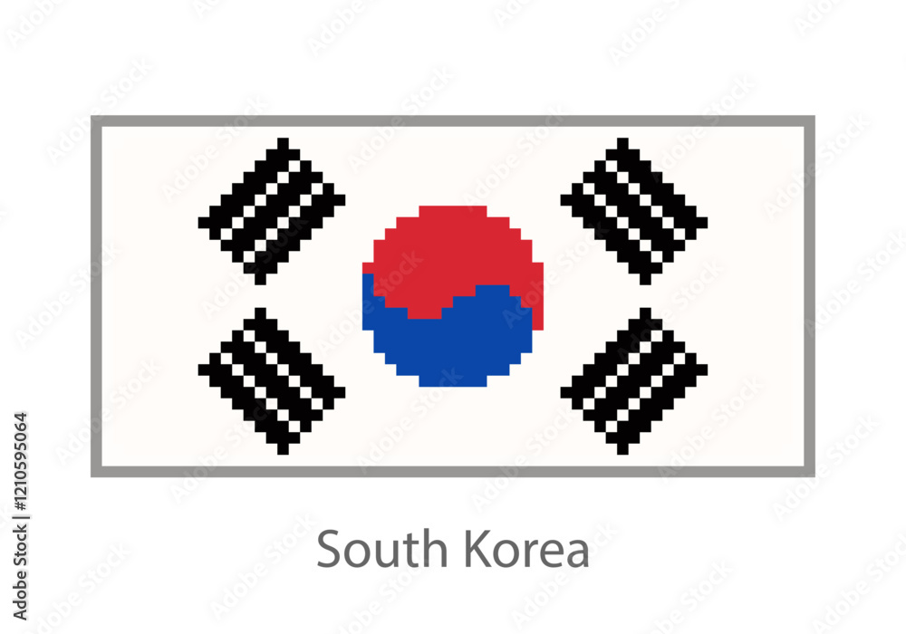 Vector illustration of the South Korea flag in pixel art or mosaic ...