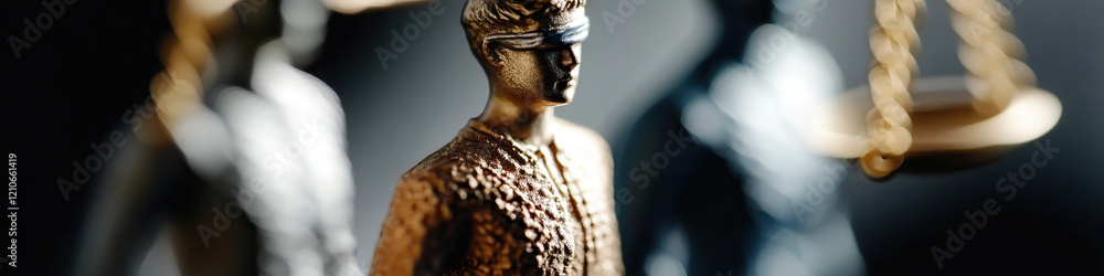 Bronze Figurine of Lady Justice with Scales and Figures Stock Photo ...