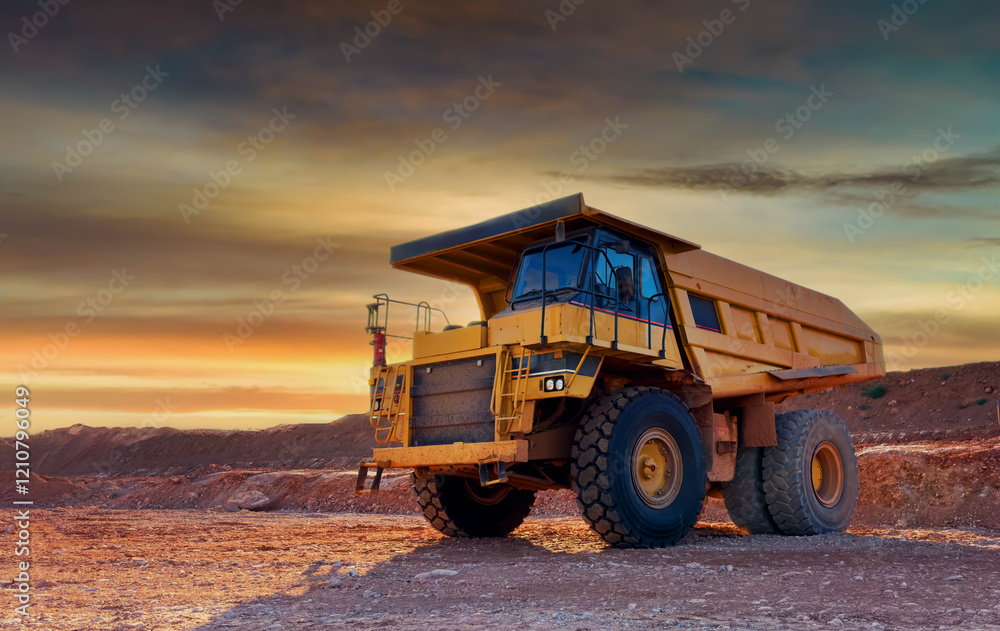 Mining truck in open-pit mining. Heavy machinery Construction equipment ...