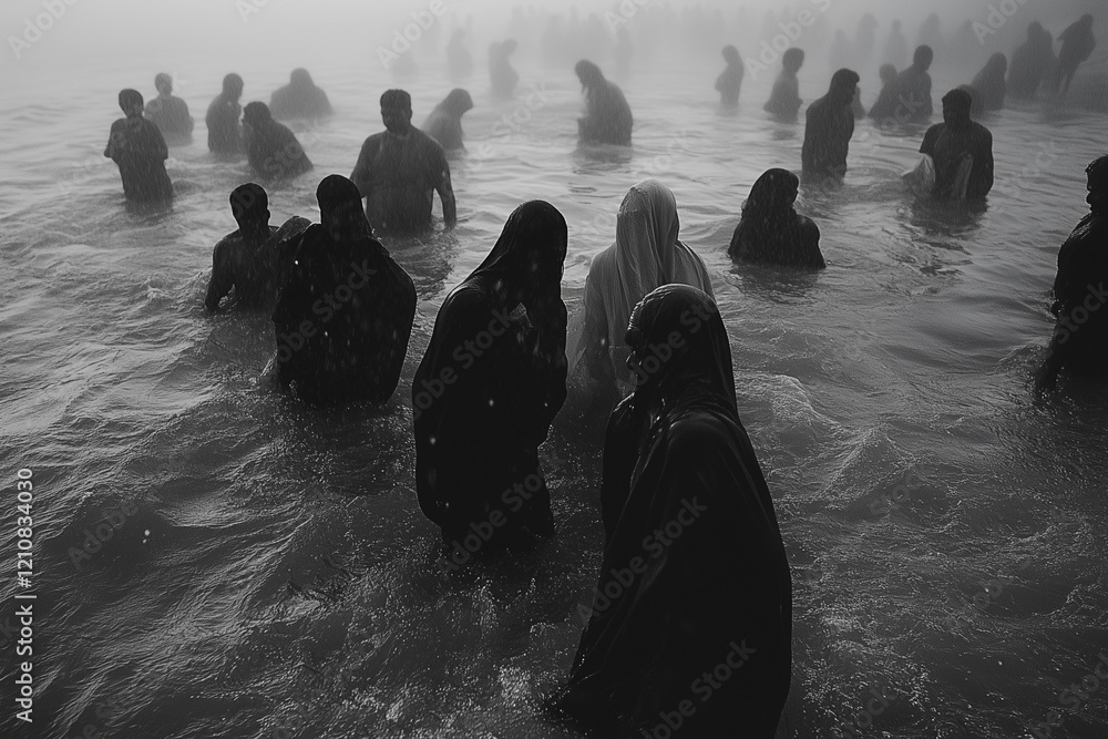 Depiction of Mahakumbh Mela or Kumbh Mela, a Hindu pilgrimage and river ...