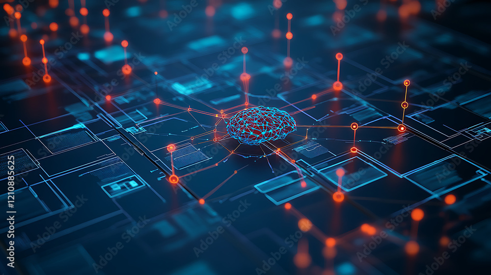 Neural network brain, artificial intelligence, technology, connection ...