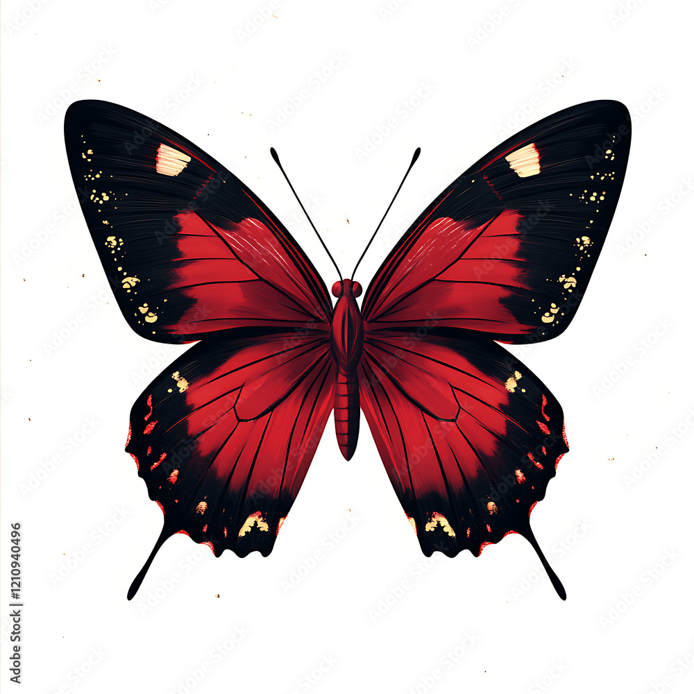 In this stunning image, a bright red butterfly is showcased against a ...