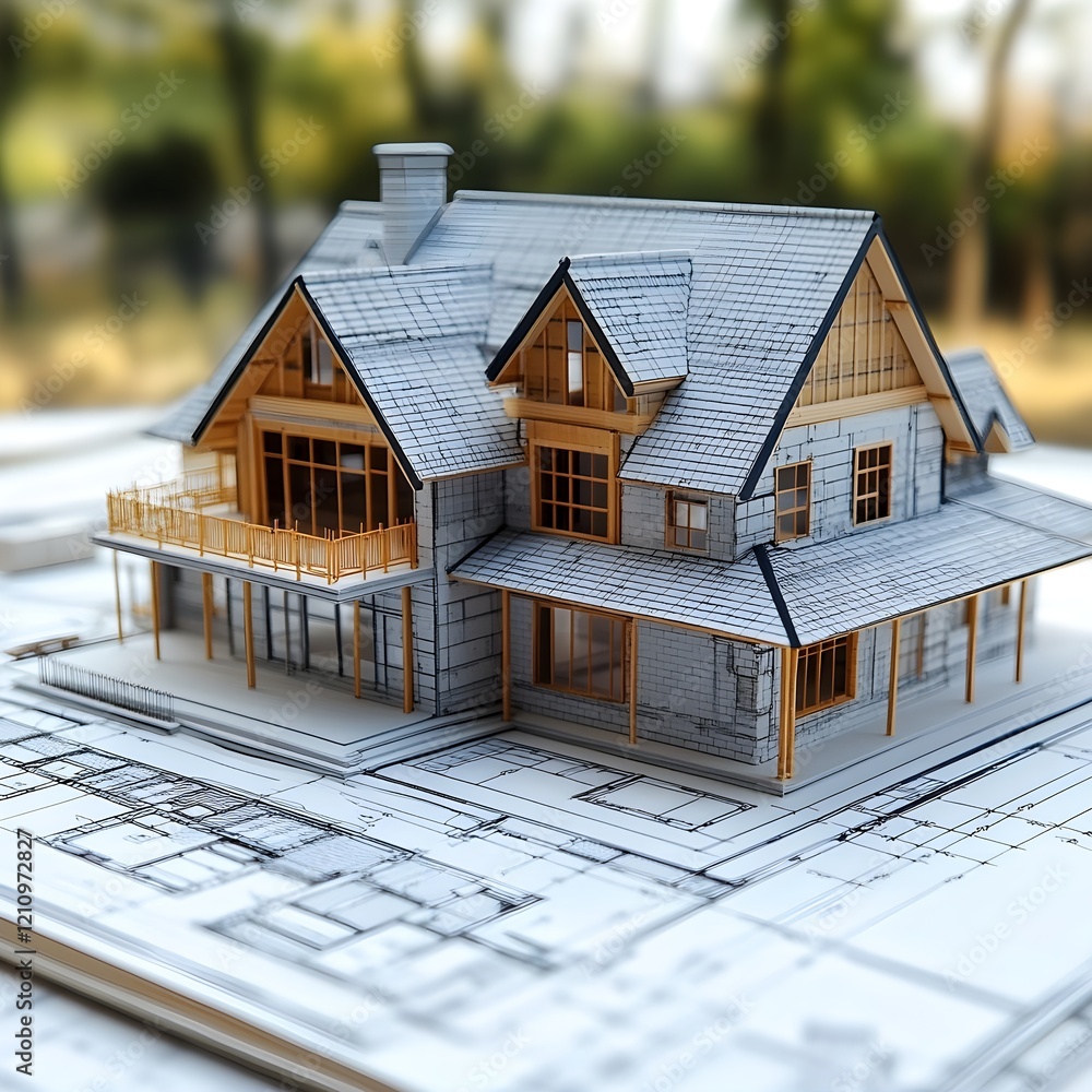 High quality house model under construction blueprints concept for ...