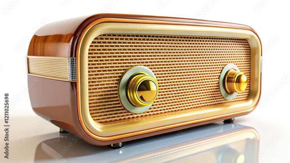1950s Retro Radio, Vintage Radio, White Background, High Depth of Field ...