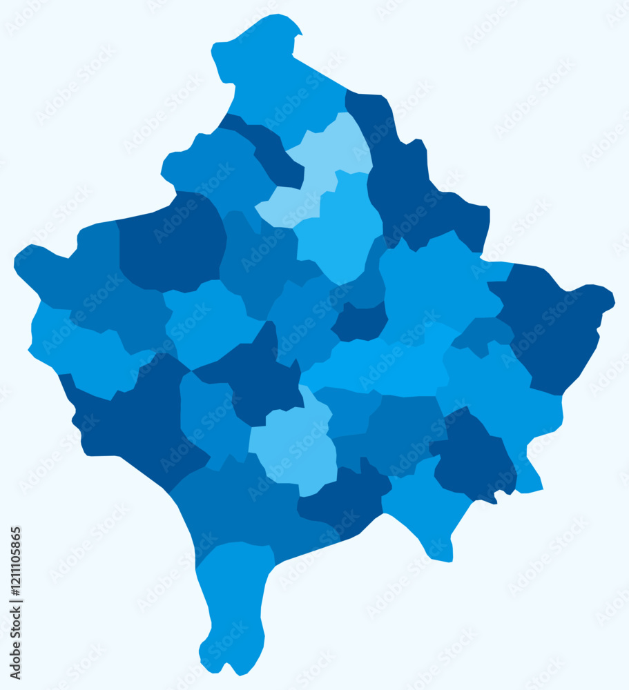Map of Kosovo with regions. Just a simple country border map with ...