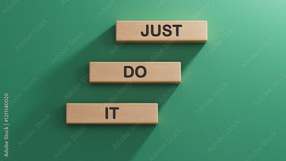 Just do it symbol. Wooden blocks with words Just do it.Business and ...