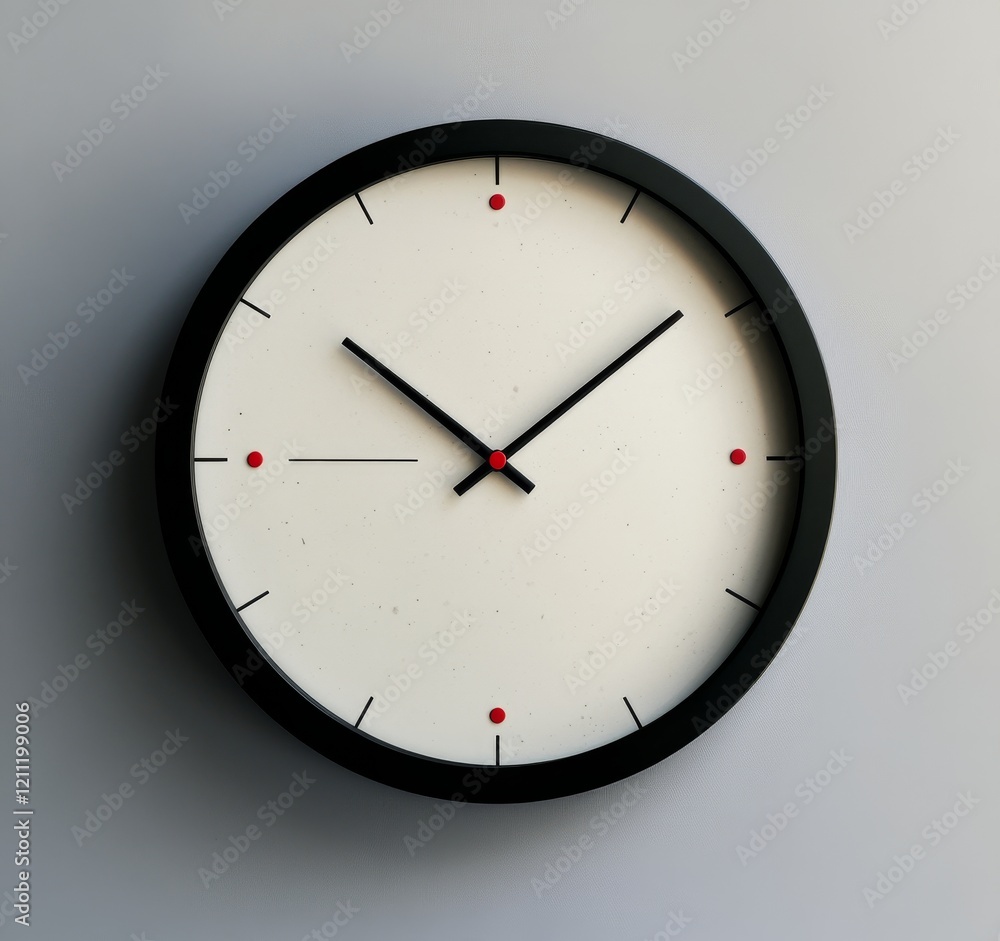 Minimalist black framed wall clock with off-white face showing 255 ...