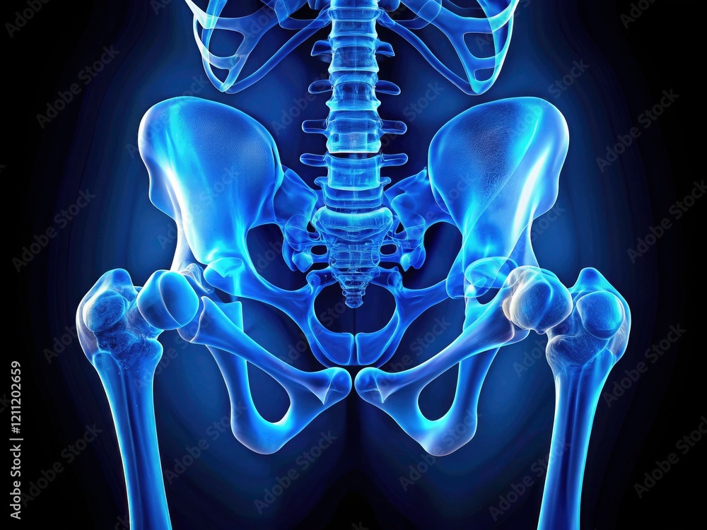 Blue Pelvis X-Ray: Aerial View, Skeletal Structure, Medical Imaging ...