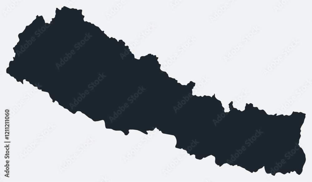 Nepal map. Just a simple border map. Shape of the country. Flat blank ...