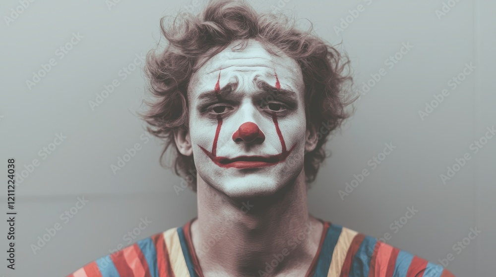 Ilustración de Stock Sad Clown Portrait Emotional Dramatic Makeup Face ...